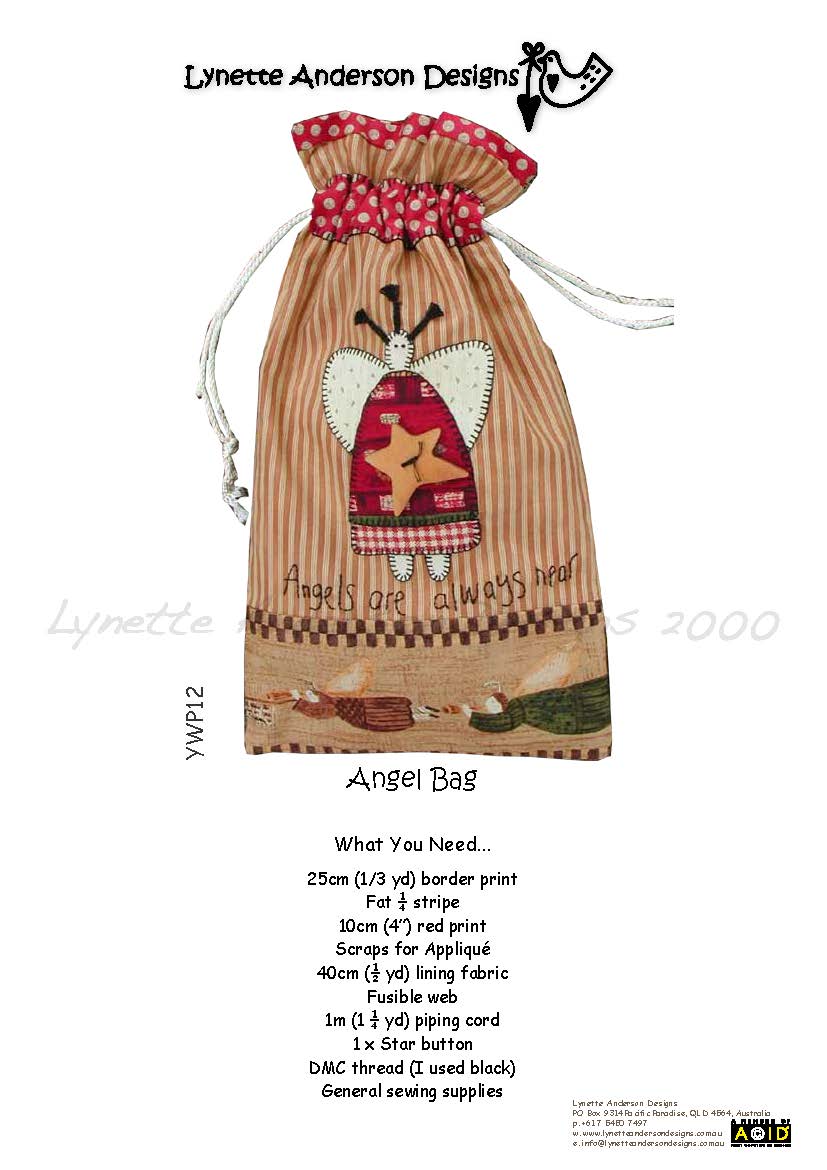 Angel Bag - downloadable pattern – Little Quilt Store